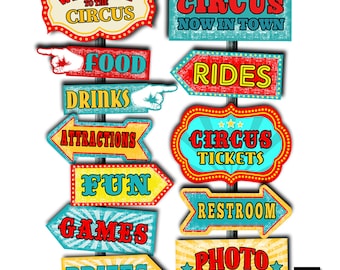 Vintage Circus Carnival Party Signs Instant Download A3 Size | Etsy UK