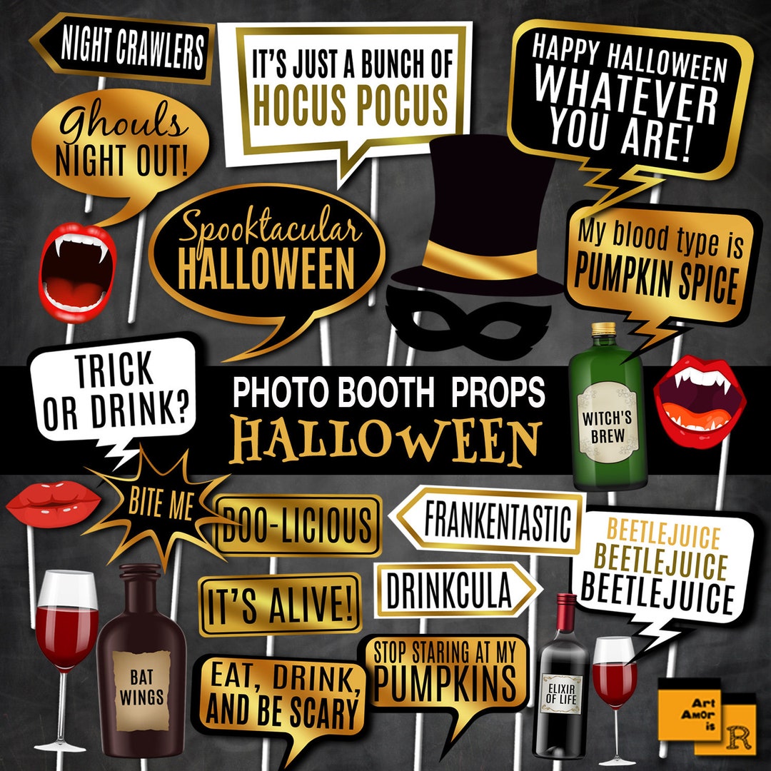 Halloween Photo Booth Props, Funny Adult Halloween Party Printables ...