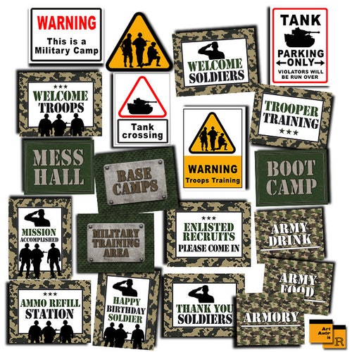 Army Party Signs Military Camo Army Printables Soldier - Etsy