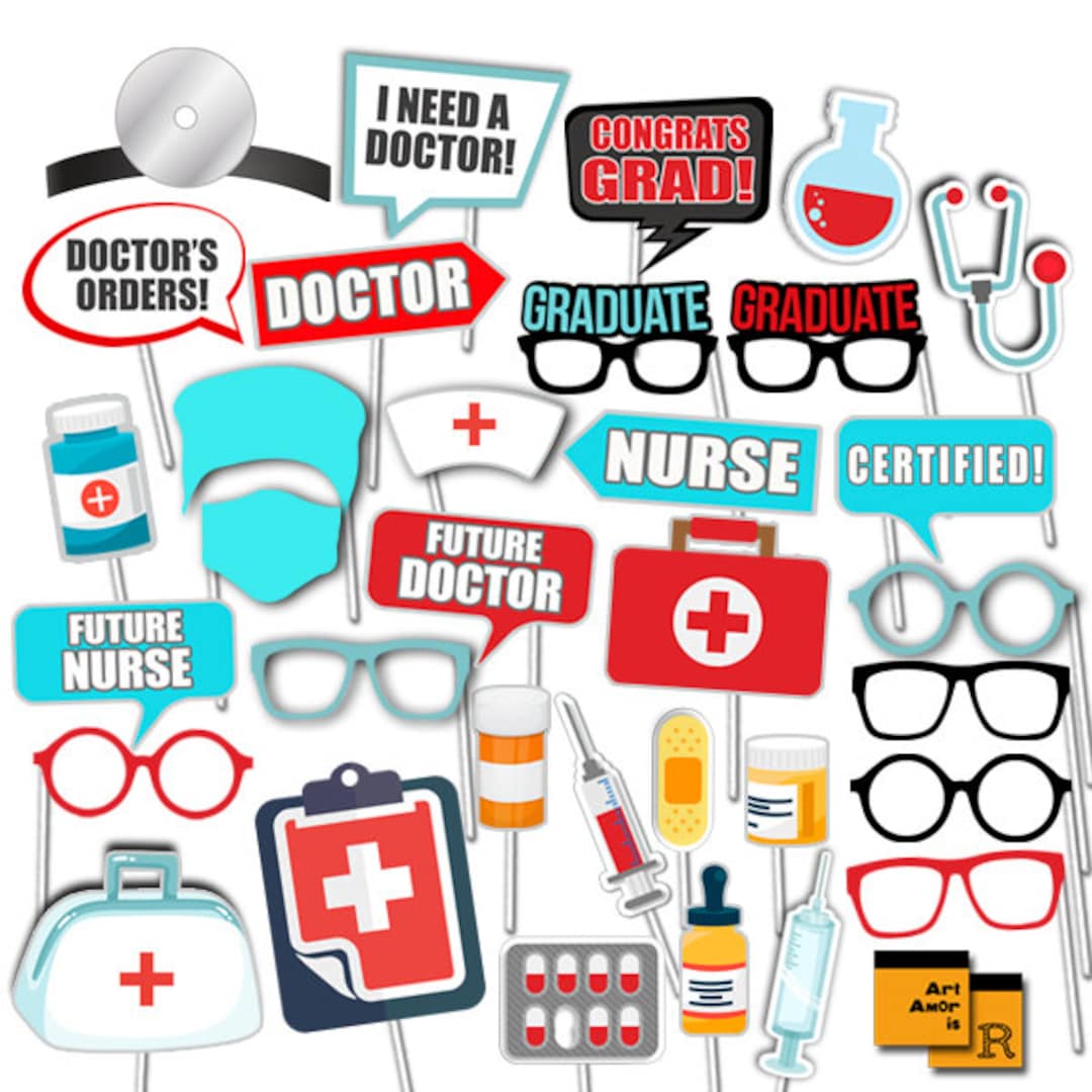 Medical Nursing Graduation Photo Booth Props, Printable Doctor ...