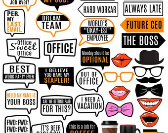 Office Party Photo Booth Props Funny Adult Work Party Printables Instant Download RPP64 Etsy Ireland
