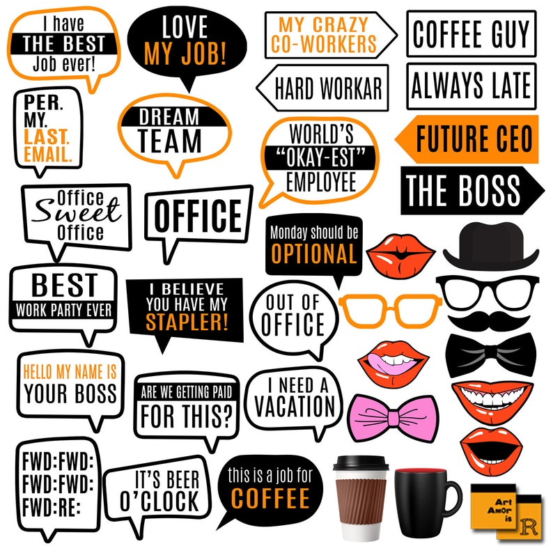 Office Party Photo Booth Props Funny Adult Work Party - Etsy