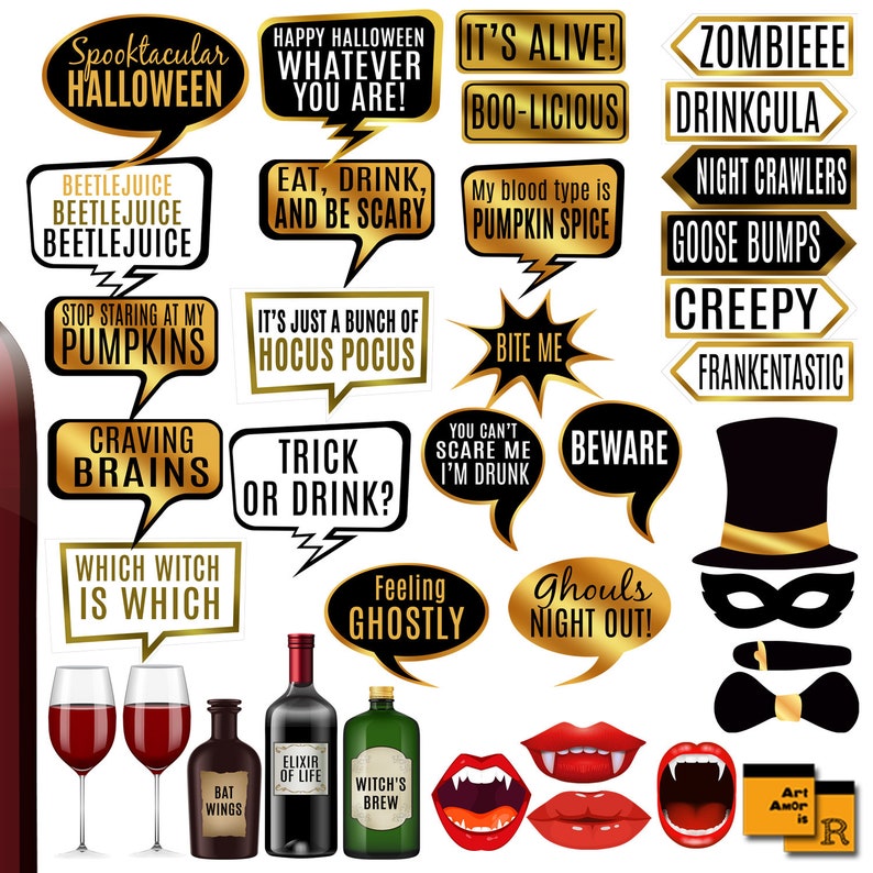 Halloween Photo Booth Props, Funny Adult Halloween Party Printables ...