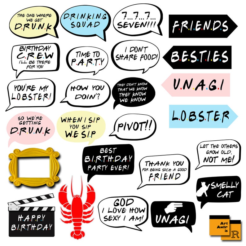 Friends Birthday Party Photo Booth Props Adult Party - Etsy