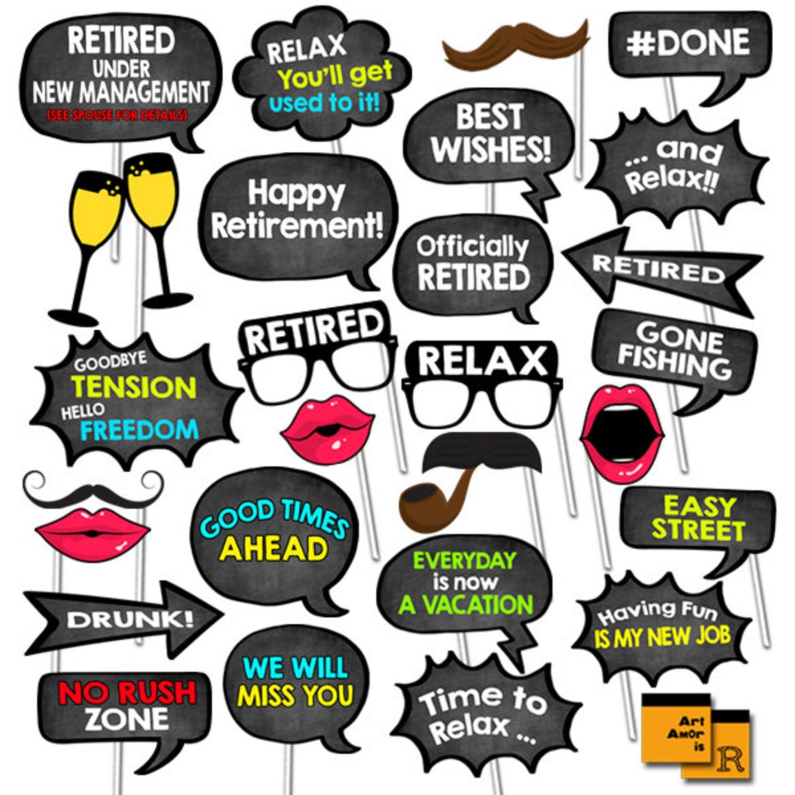 Retirement Photo Booth Props, Retirement Party, Retirement Party Signs ...