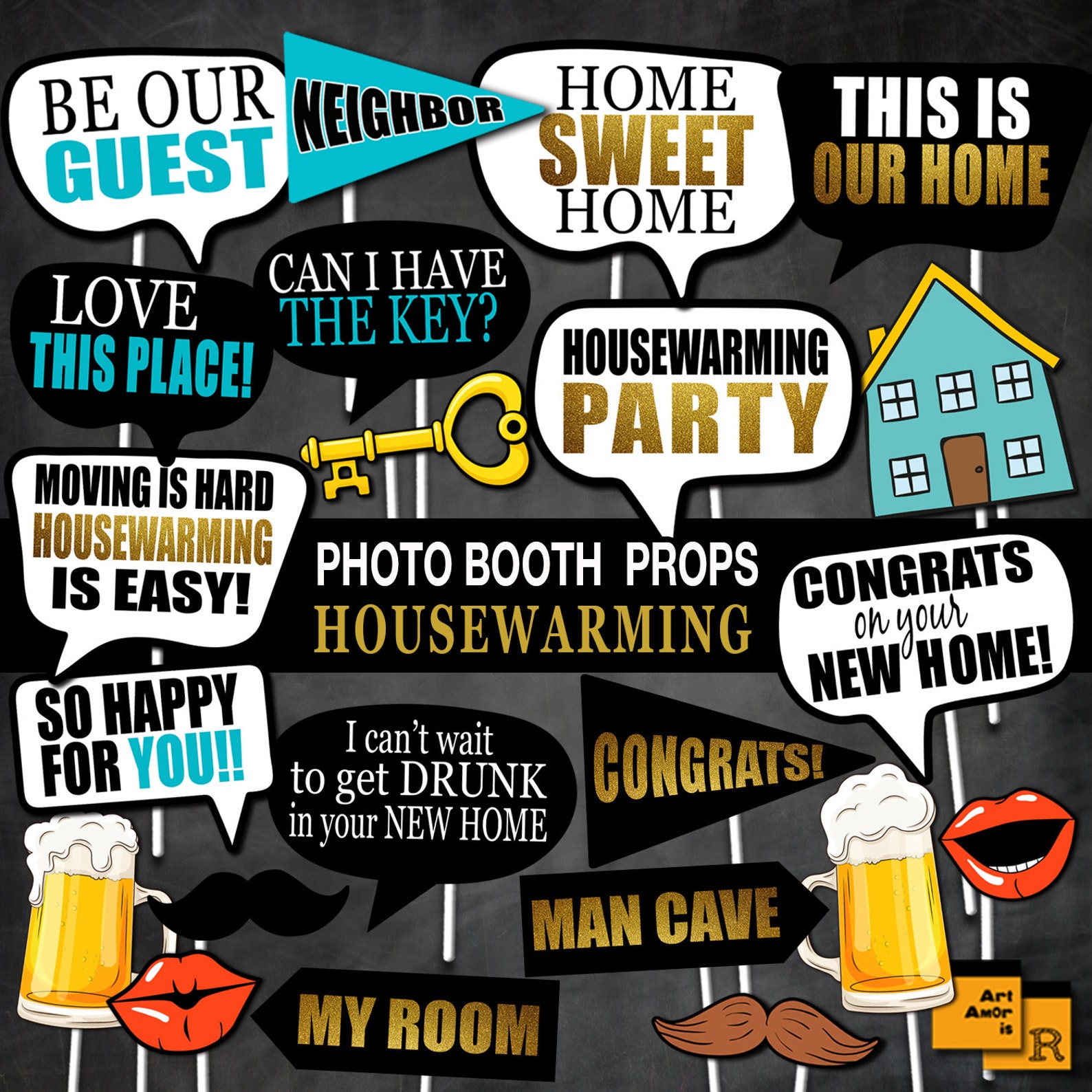 Housewarming Photo Booth Props House Warming Party Props New | Etsy