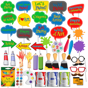 Art Party Photo Booth Props, Art Birthday Party Printables, Crayon ...