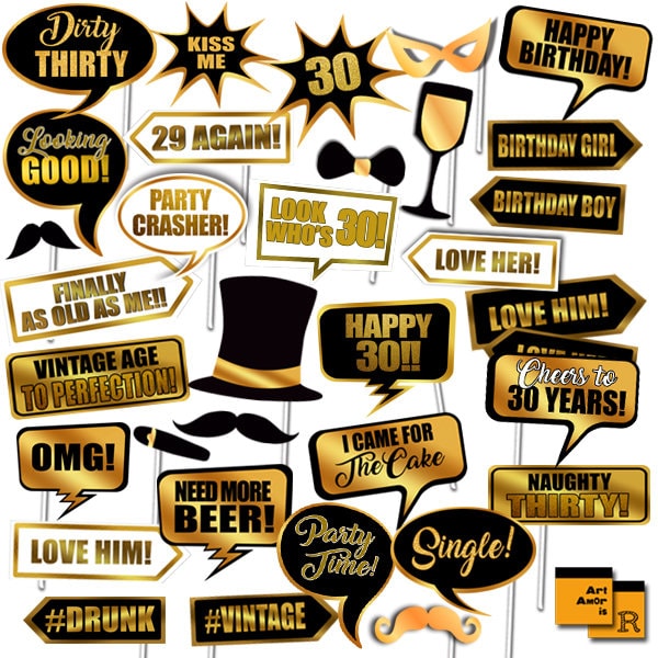 30th Birthday Photo Booth Props Thirty Birthday Party Props - Etsy