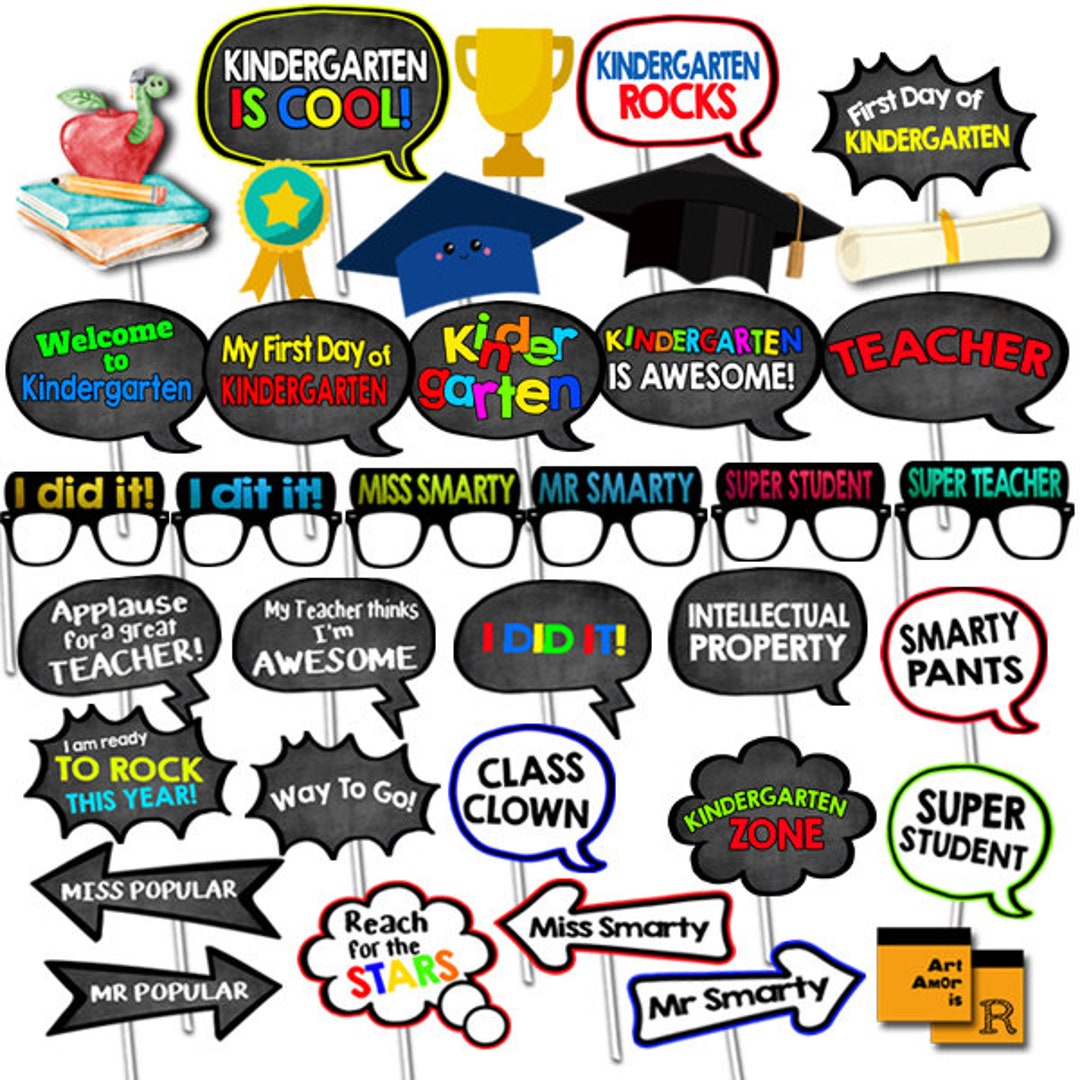 Kindergarten Graduation Photo Booth Props, Back to School Ph ...