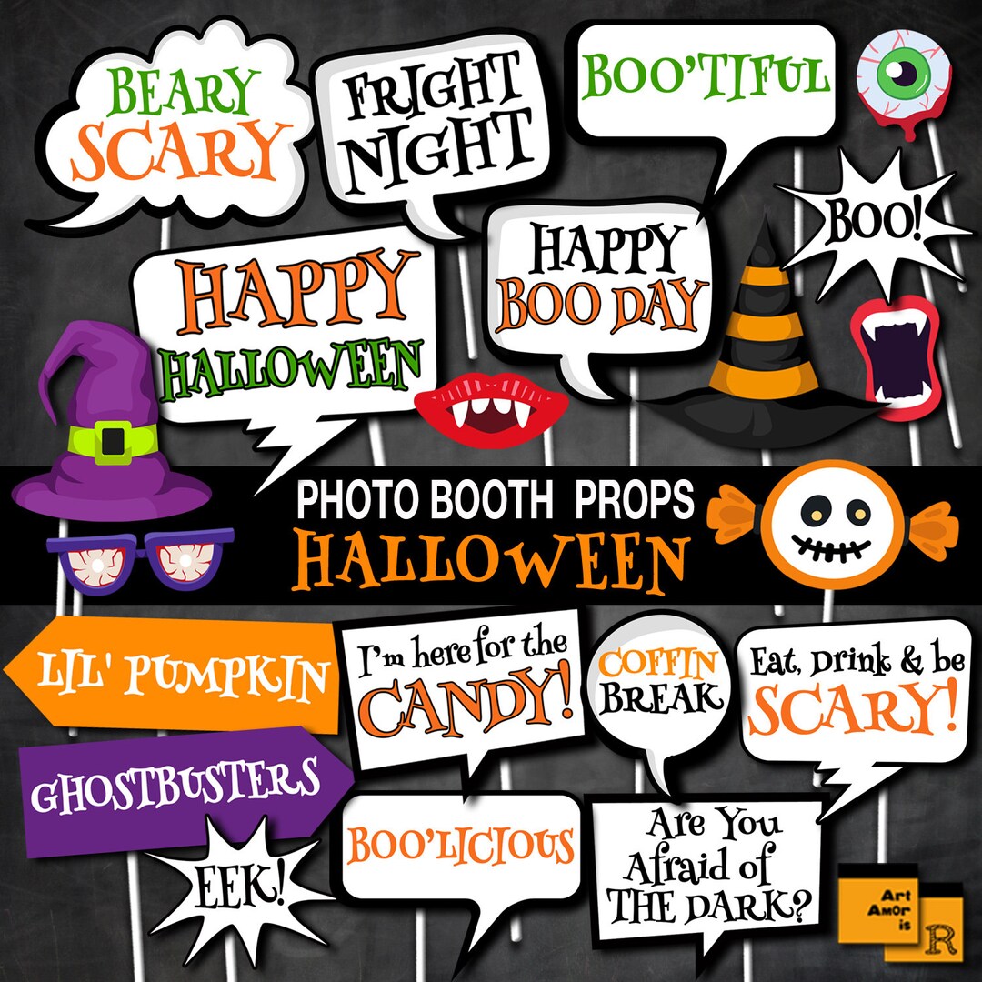 Halloween Photo Booth Props, Funny Halloween Party Printables, Instant ...