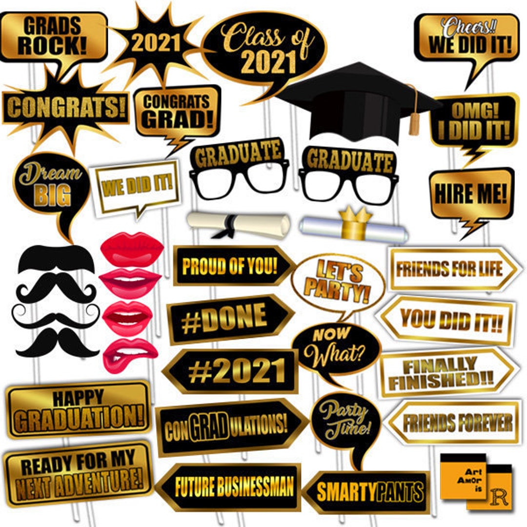 Class of 2021 Photo Booth Props, Graduation Party Props, Grad Photo ...