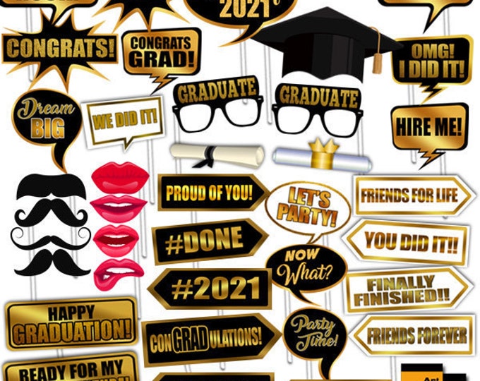 Graduation Photo Booth Props, Class of 2025 Printable Centerpieces ...