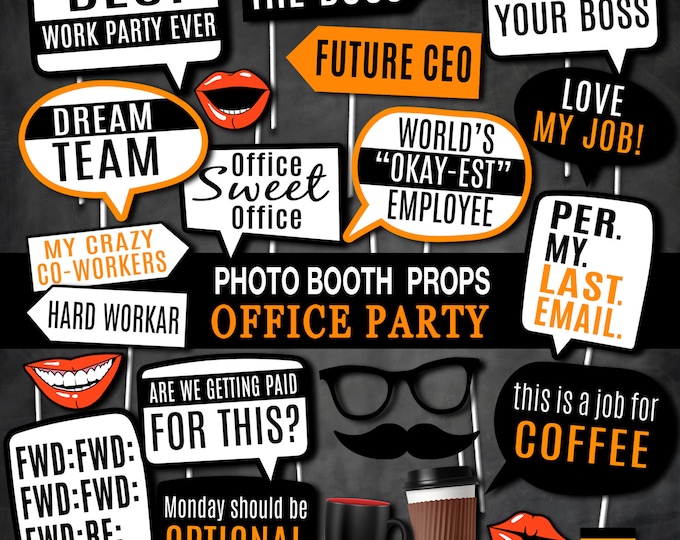 The Office Photo Booth Printable Party Props Instant - Etsy
