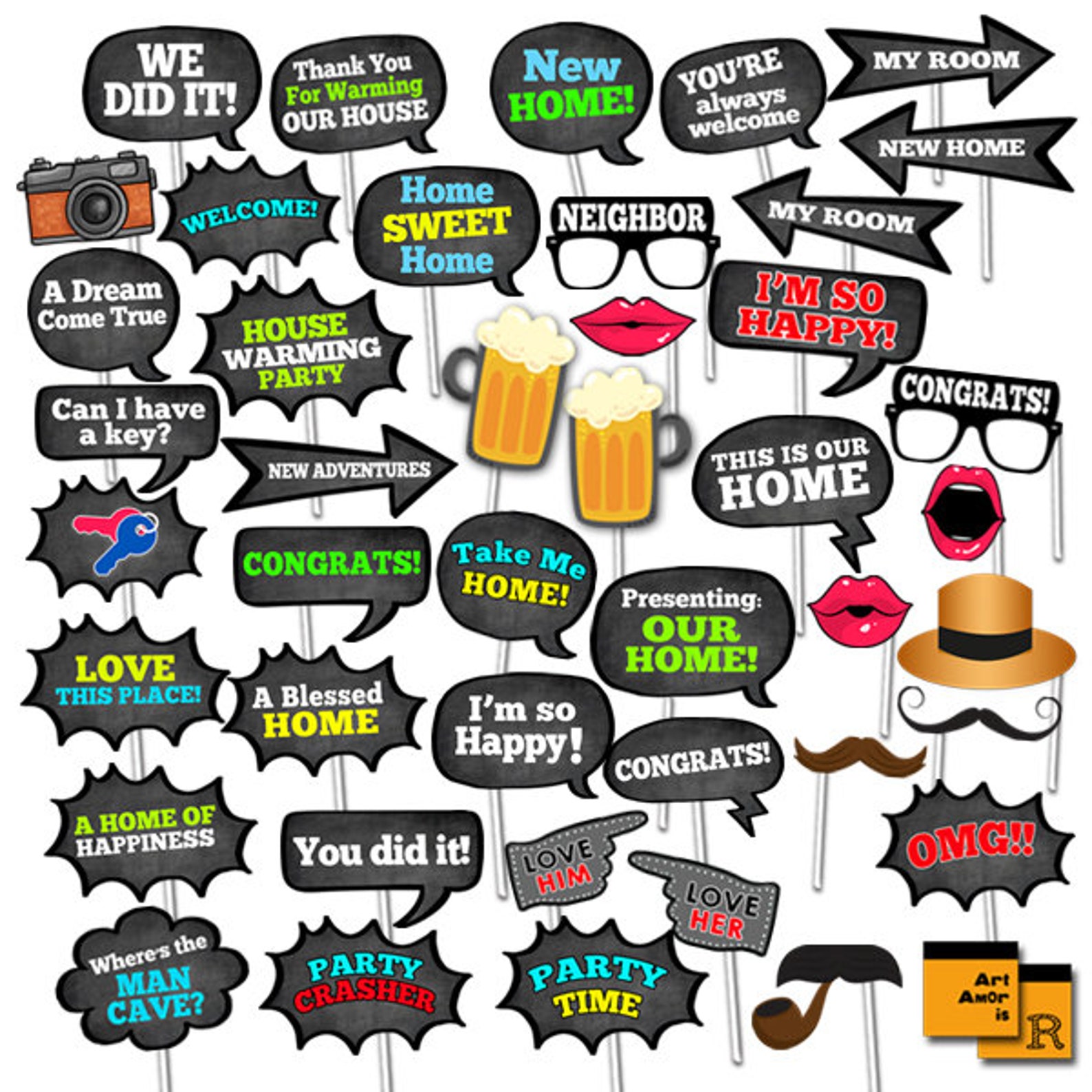 Housewarming Photo Booth Props House Warming Party Props New - Etsy
