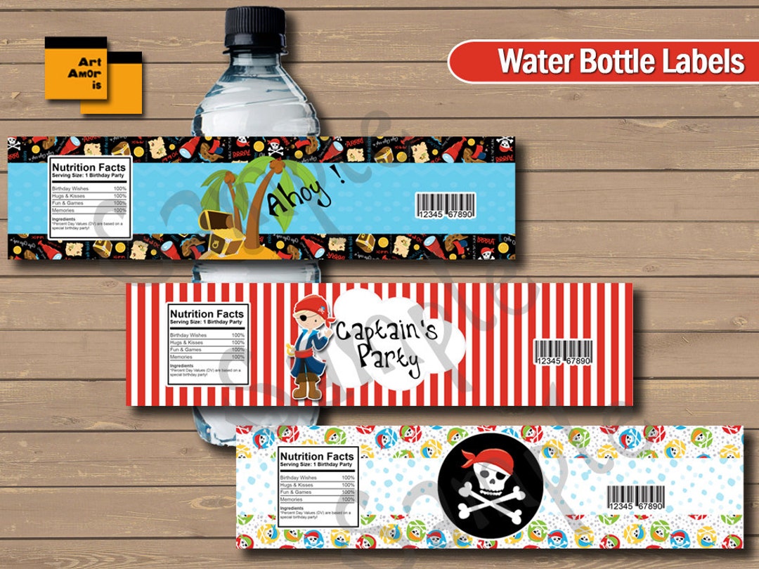 Pirate Water Bottle Label, Pirate Water Label, Pirate Bottle Label ...