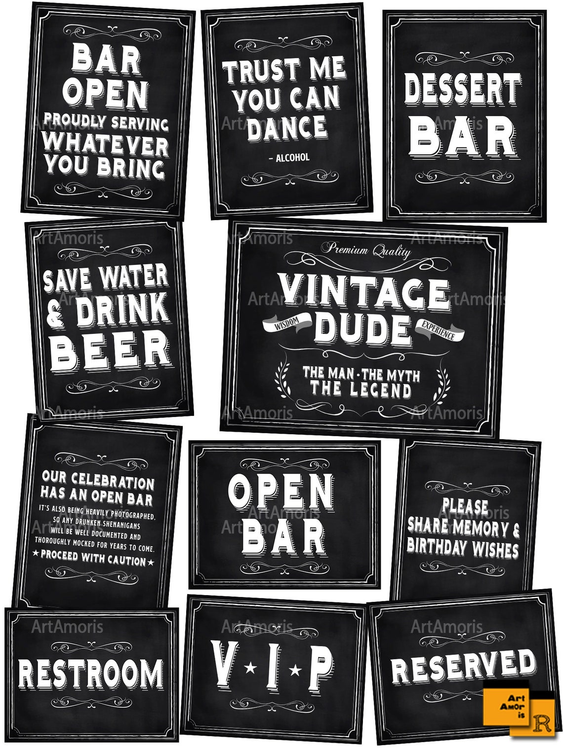 Adult Party Signs Vintage Dude Party Signs Welcome Signs | Etsy