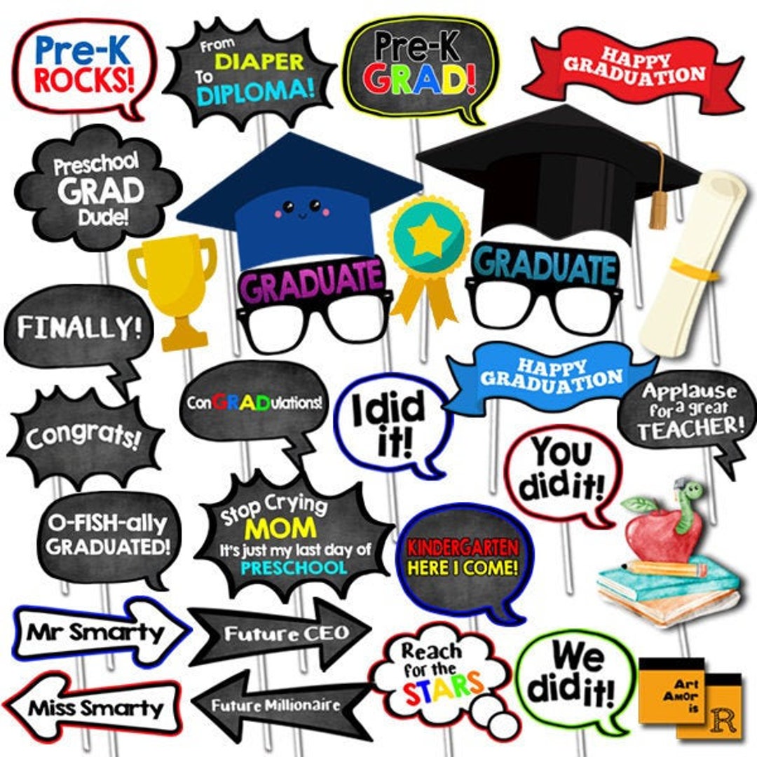 Pre-kindergarten Graduation Photo Booth Props, Back to School ...