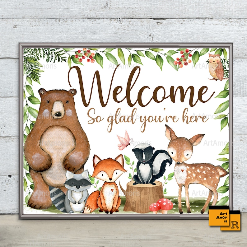 Woodland Baby Shower Party Signs Woodland Table Signs | Etsy