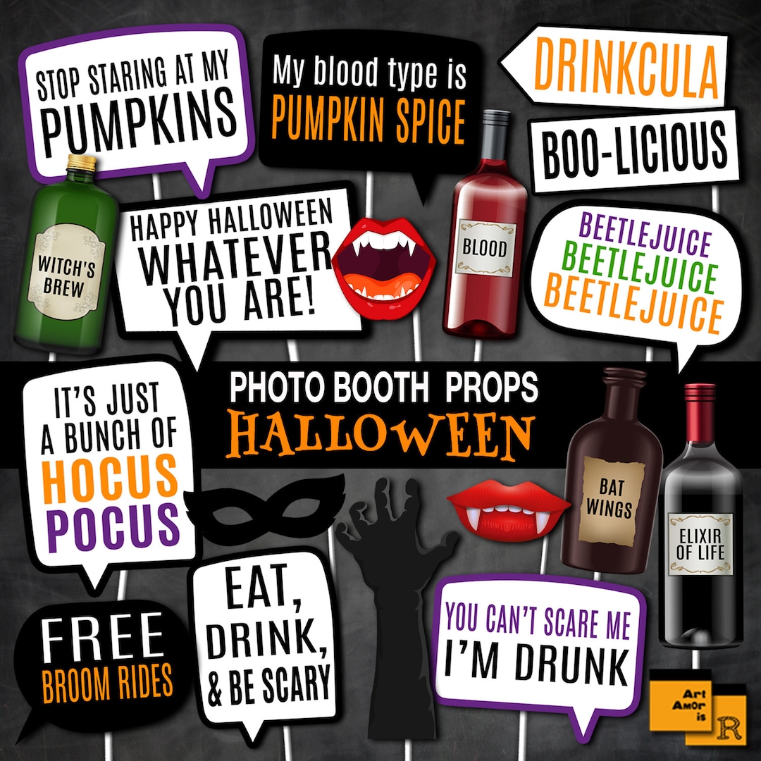 Funny Halloween Photo Booth Props, Adult Halloween Party Printables ...