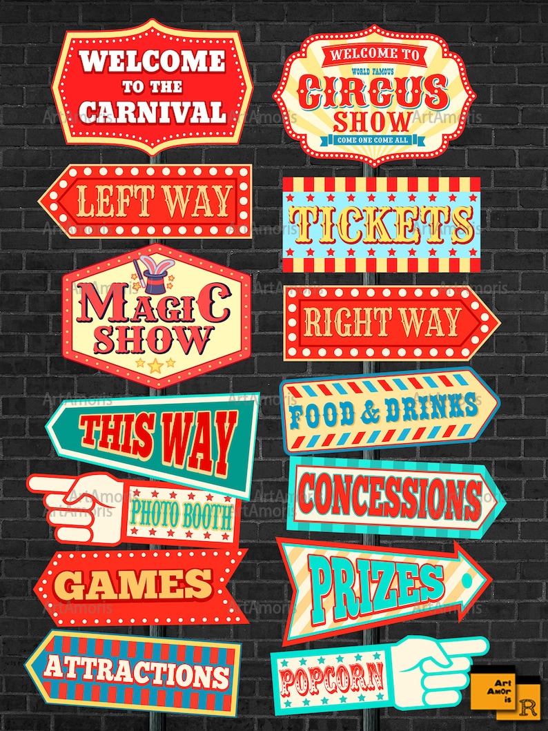 Circus Carnival Signs Vintage Retro Circus Signs Circus - Etsy