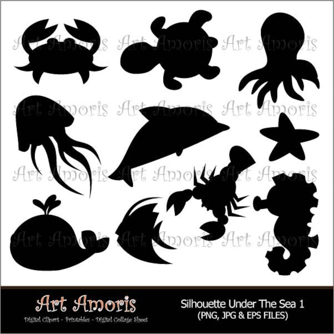 Silhouette Under the Sea, Fish, Under Water, Ocean, Beach, Clipart ...