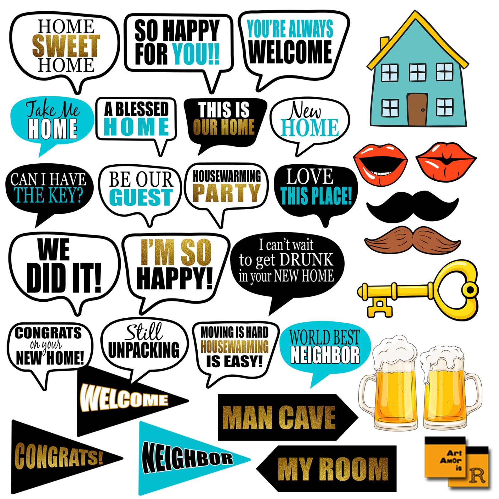 Housewarming Photo Booth Props House Warming Party Props New | Etsy