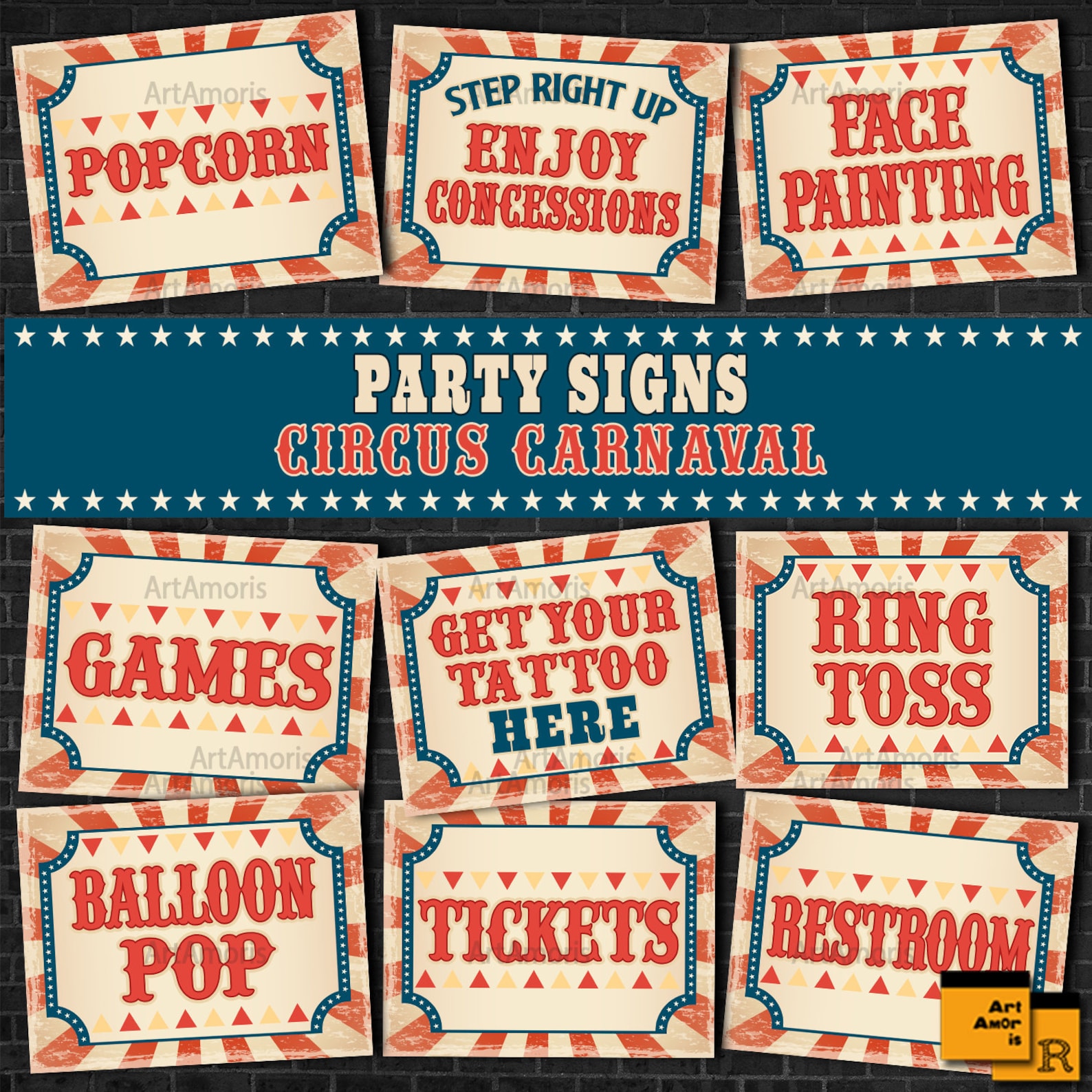 Circus Carnival Signs Vintage Circus Party Signs Circus | Etsy