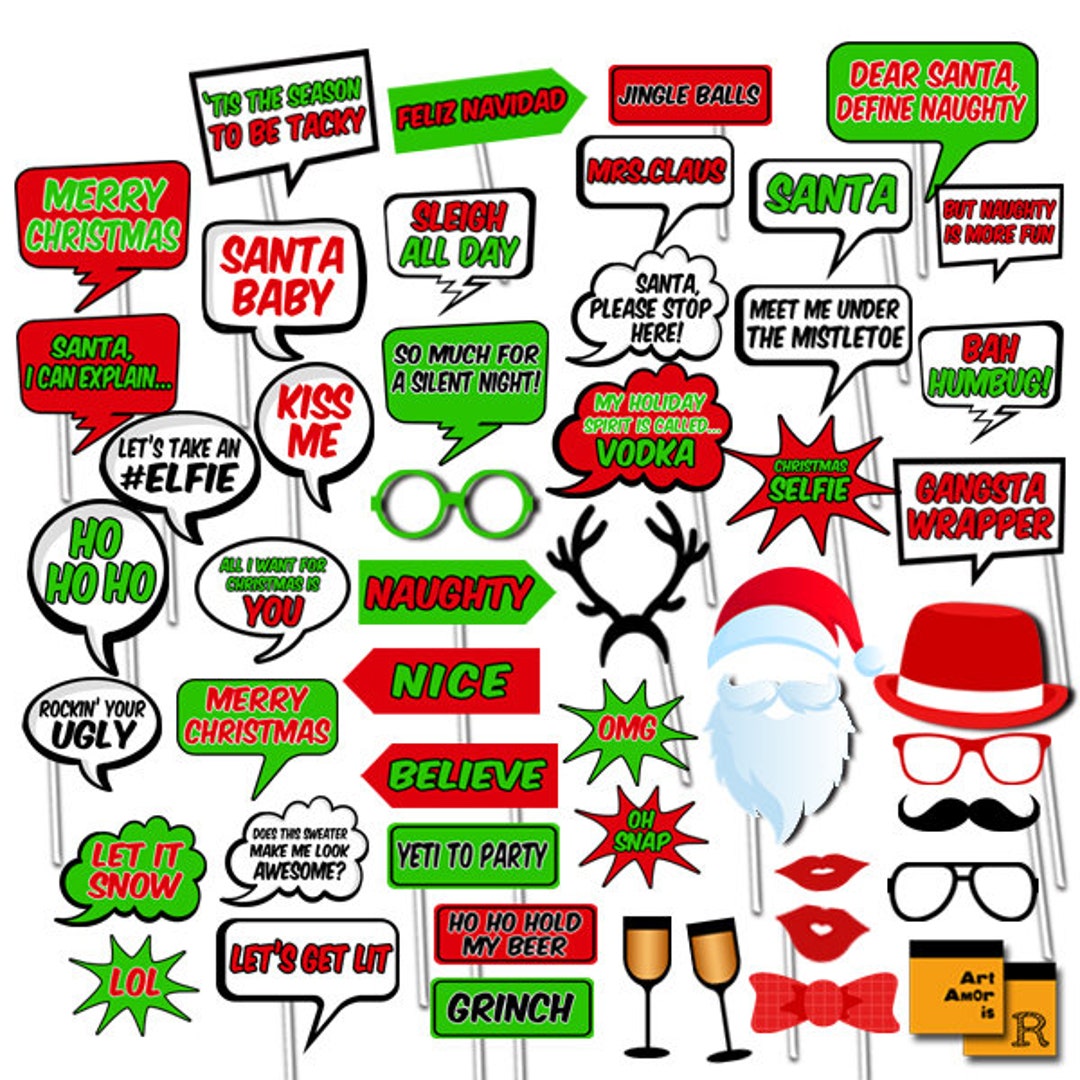 Christmas Photo Booth Props, Holiday Photo Booth Props, Christmas Party ...