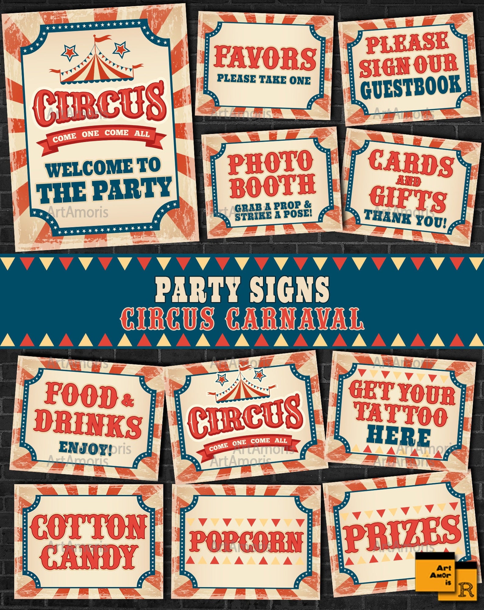 Circus Carnival Signs Vintage Circus Party Signs Circus | Etsy