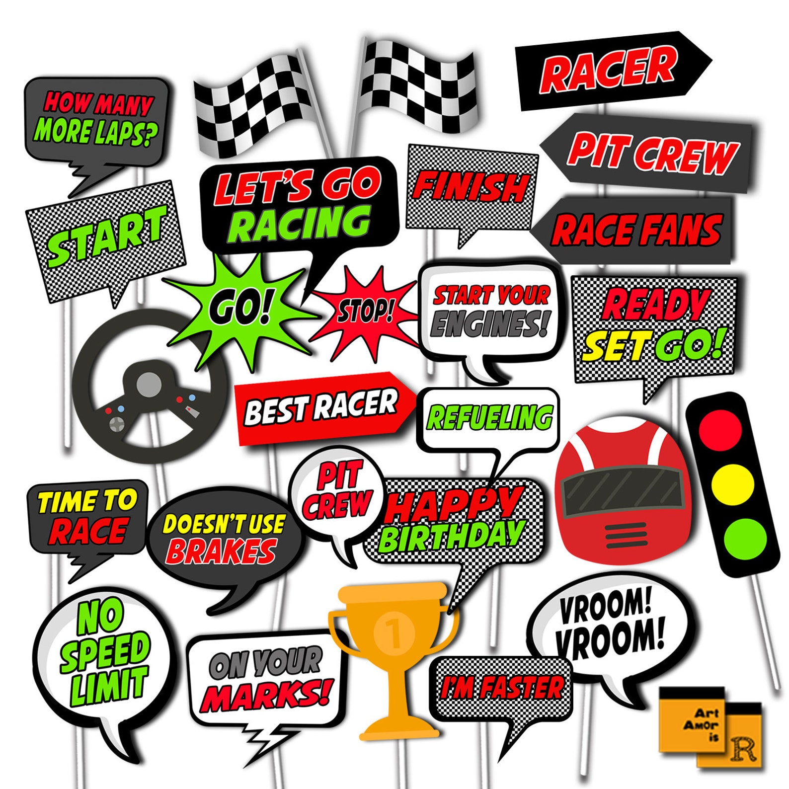 Race Car Photo Booth Props, Racing Car Party Decor, Racing Party ...
