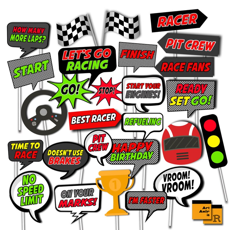Race Car Photo Booth Props, Racing Car Party Decor, Racing Party ...
