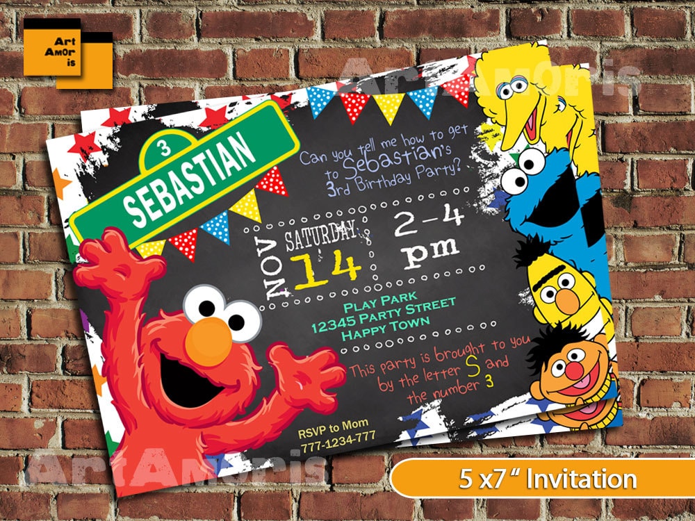 Elmo Invitation Elmo Birthday Invitation Sesame Street | Etsy