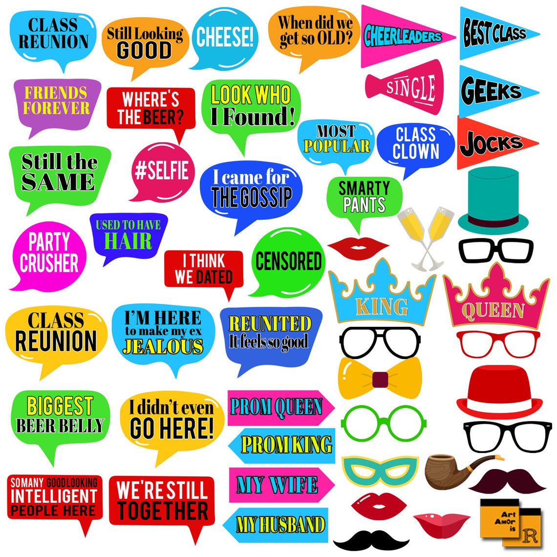 Class Reunion Photo Booth Props, School Reunion Props, Reunion Party ...