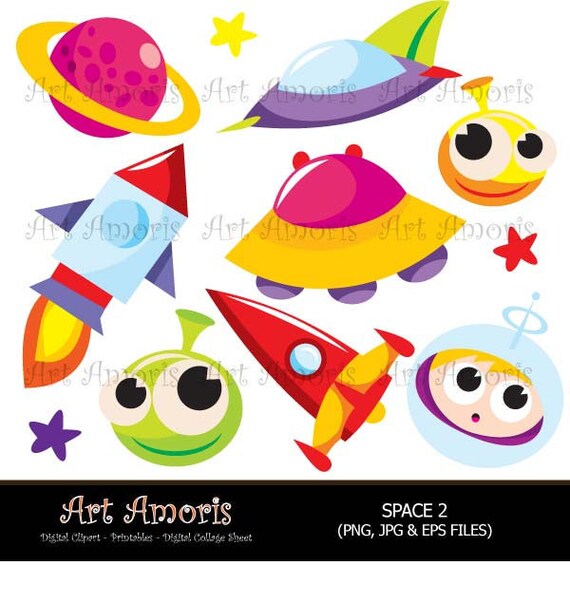 Space Alien Monster Planet Astronaut Star Digital Clip - Etsy