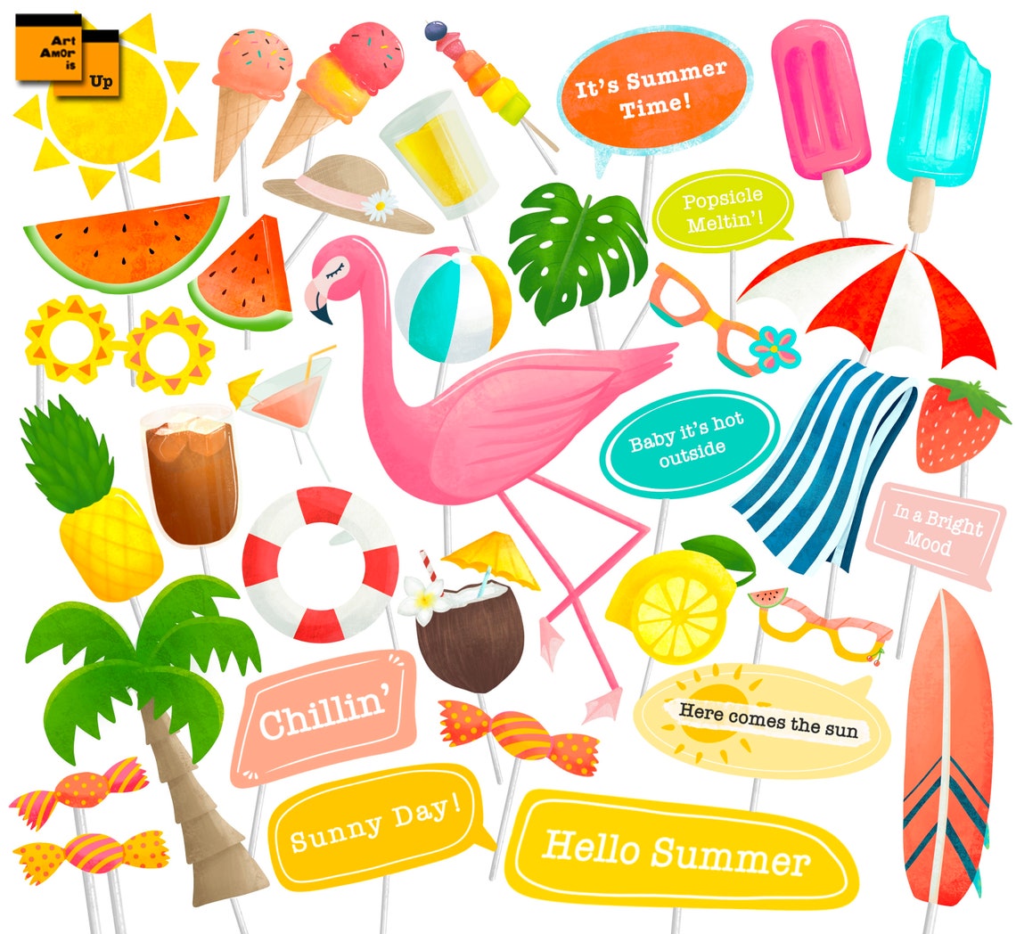 Summer Party Photo Booth Props, Beach Party Photo Props, Pool Party ...
