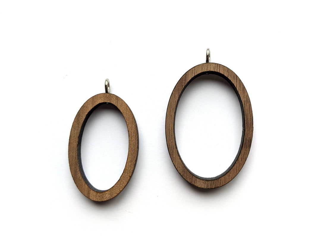 Open Back Wood Pendant Bezel - DIY for Resin, Polymer, Etc. - Oval ...