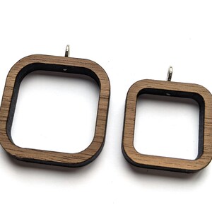 Open Back Wood Pendant Bezel - DIY for Resin, Polymer, Etc. - Square ...