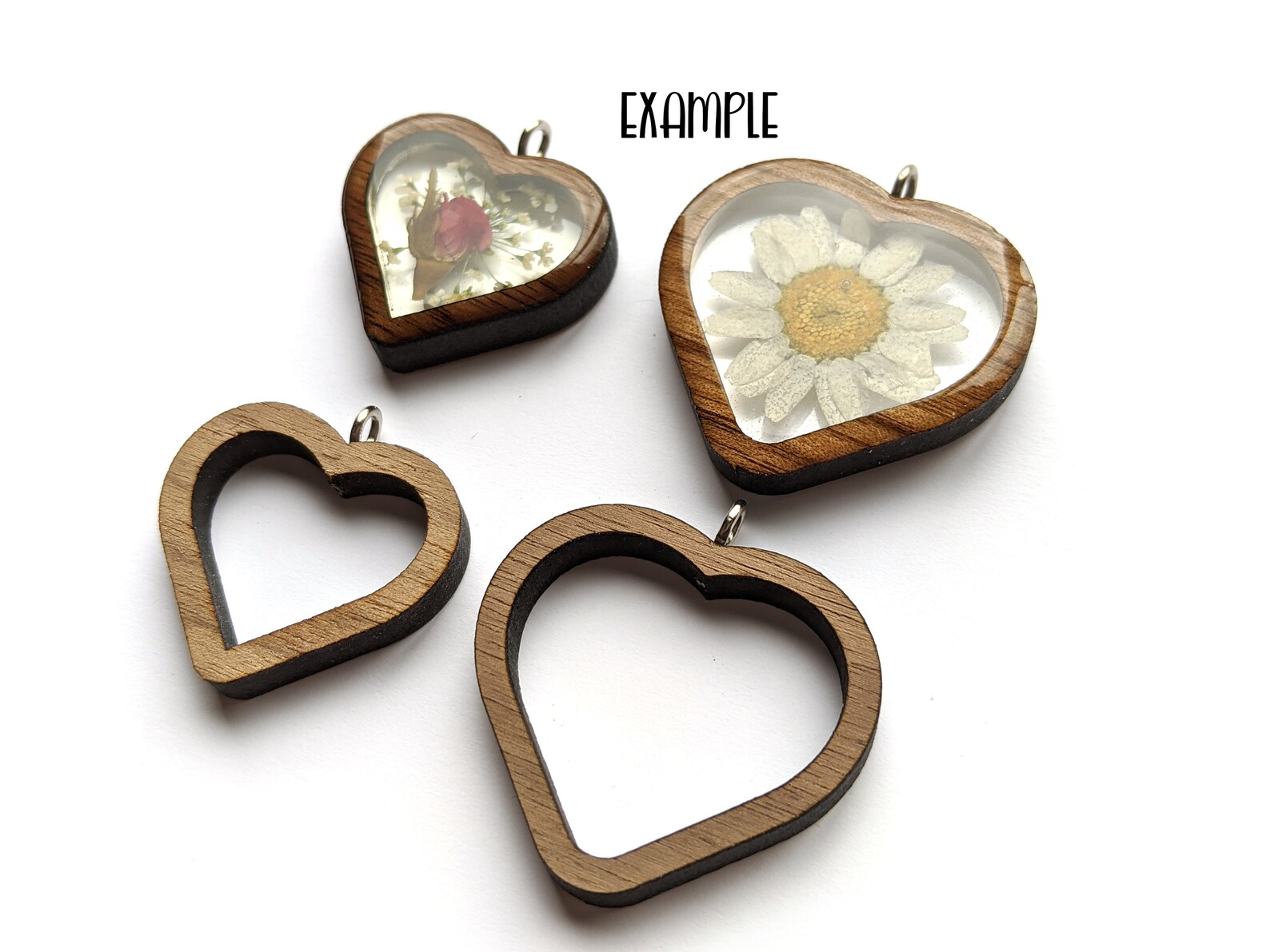 Open Back Wood Pendant Bezel DIY for Resin, Polymer, Etc. Heart Shape ...
