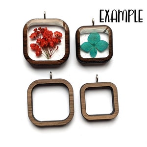 Open Back Wood Pendant Bezel - DIY for Resin, Polymer, Etc. - Square ...