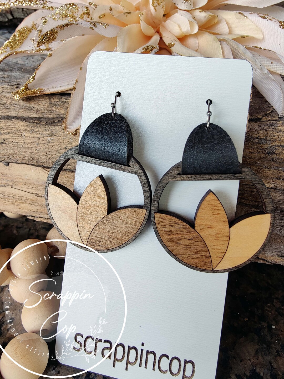 Three Petal Hoop Earring Laser Cut File - Floral Hoop Earring SVG ...
