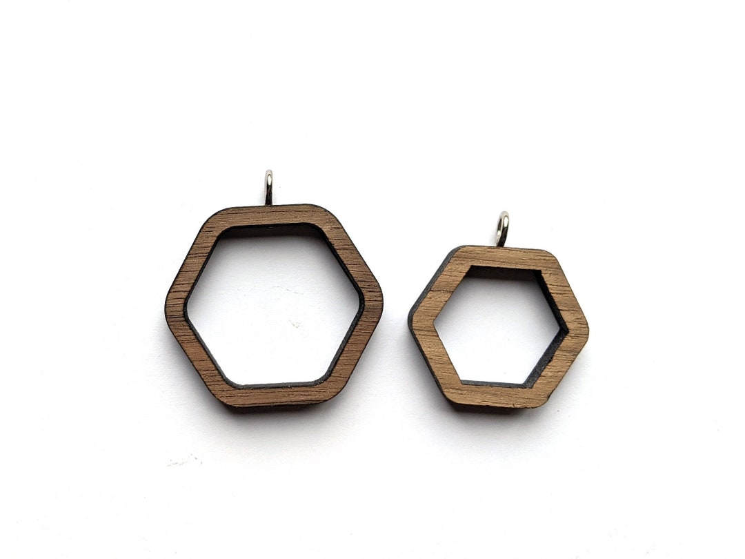 Walnut Wood Hexagon Pendant Bezels: DIY Resin Jewelry, Set of 5 - Etsy