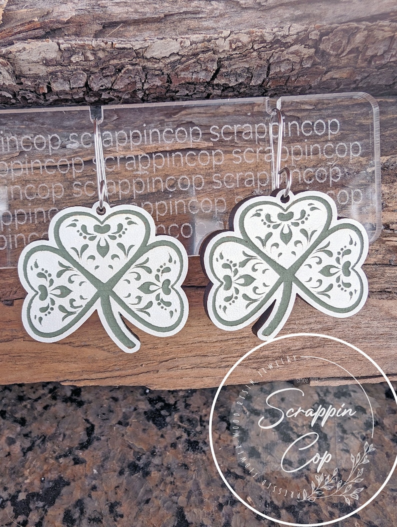 Damask Shamrock Earring Laser Cut File: St Patrick's Day SVG (digital ...