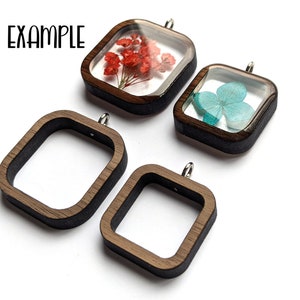 Open Back Wood Pendant Bezel - DIY for Resin, Polymer, Etc. - Square ...