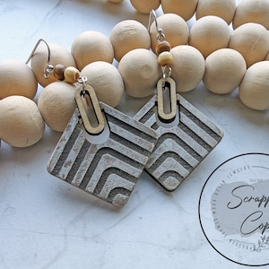 Minimalist Stripe Engraved Square Earring SVG: Laser Cut File (digital ...