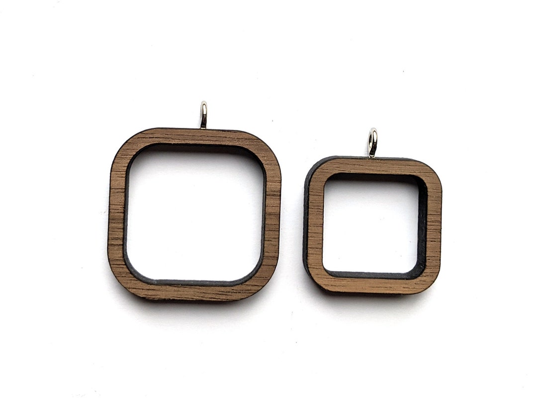 Open Back Wood Pendant Bezel - DIY for Resin, Polymer, Etc. - Square ...