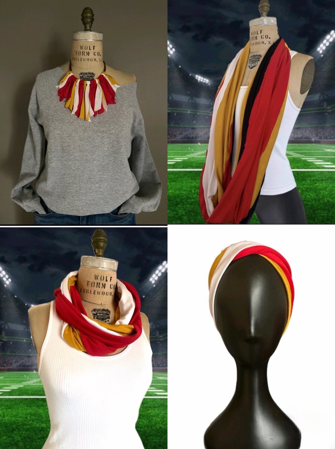Red and Gold, Kansas City Chiefs, 49ers,kansas City Scarf, Necklace ...