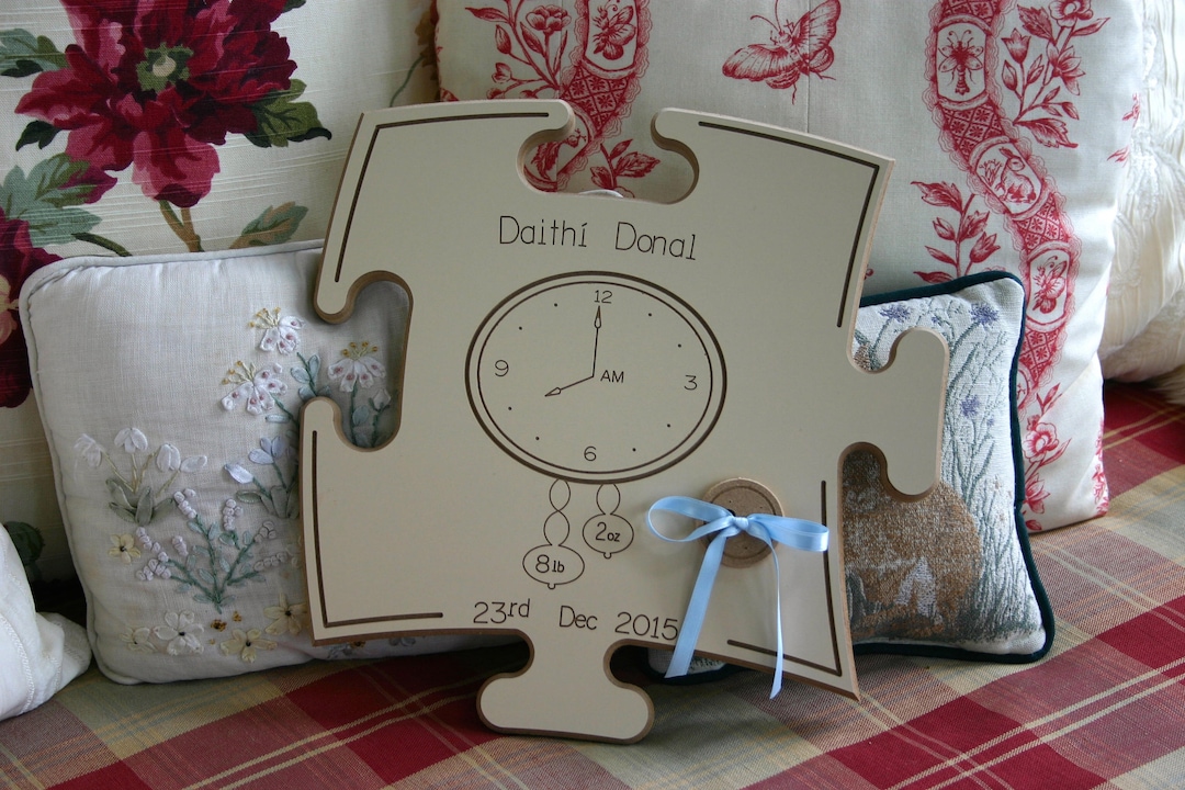 Birth Clock Puzzle Board Personalized - Etsy