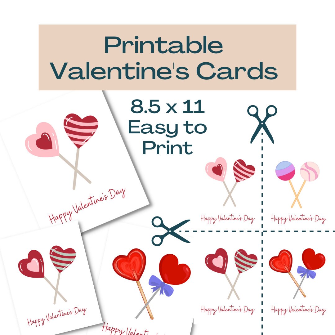 Lolly Pop Printable Valentines Day Cards - Printable School Valentine ...