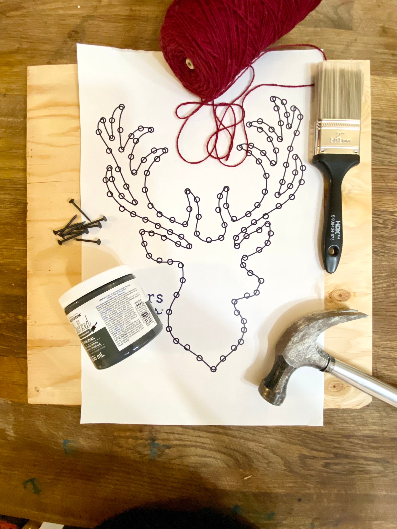 Deer Head String Art Template - Pattern - Crafting - Design - Etsy