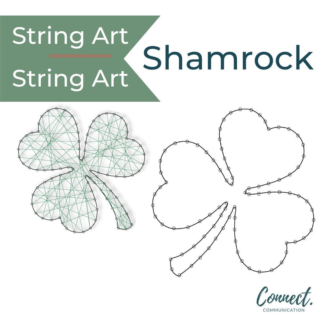 Shamrock STRING ART- St.patrick's Day Template - Pattern - Craft - Etsy